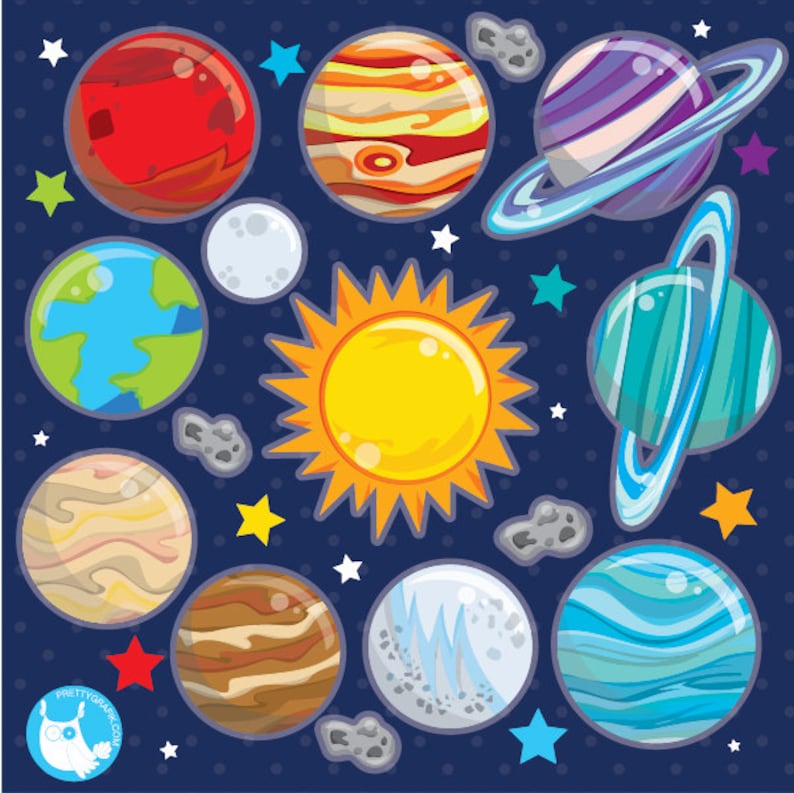 Solar System Clipart Commercial Use Planets Vector Graphics - Etsy Canada