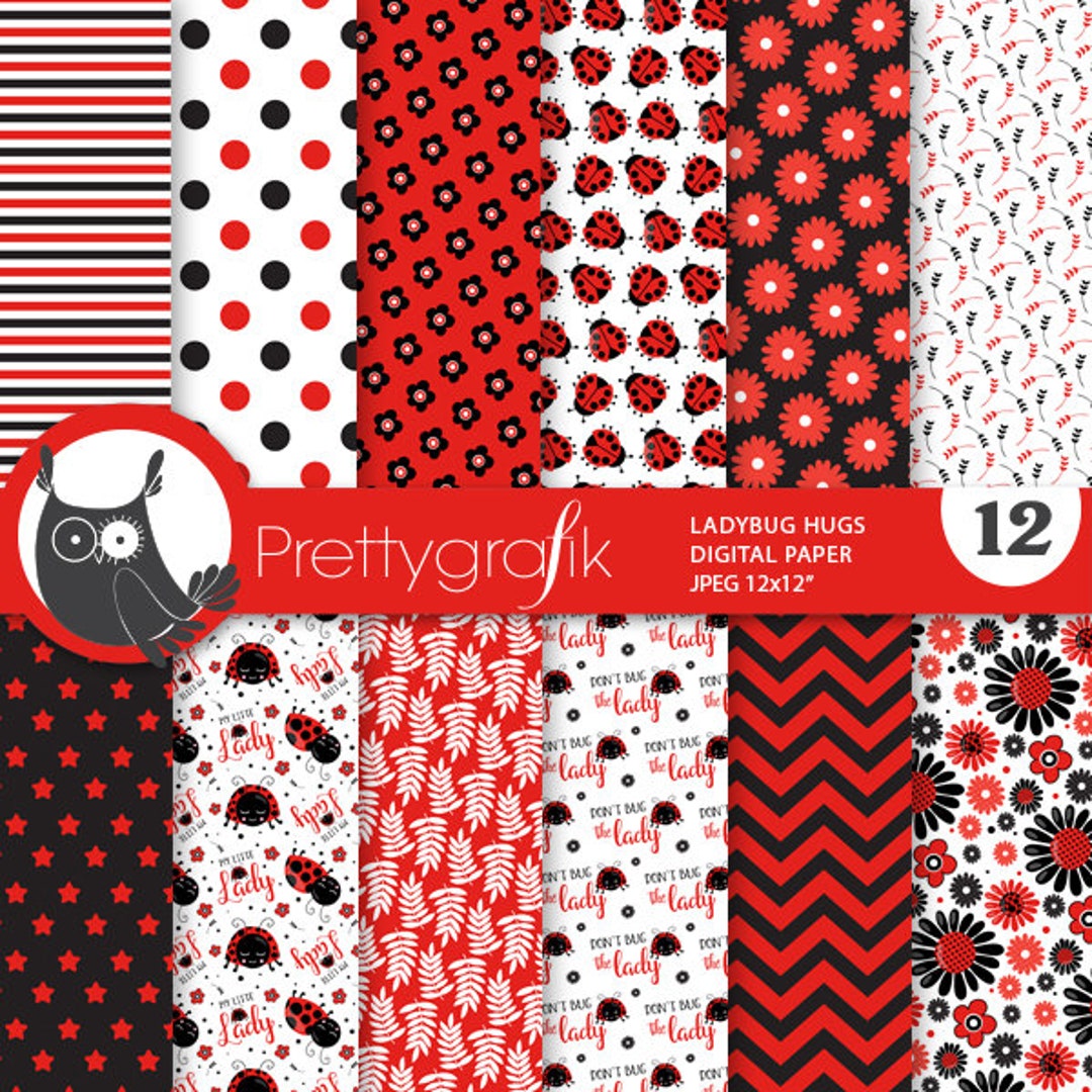 Ladybug Hug Patterns Commercial Use Party Scrapbook Papers - Etsy