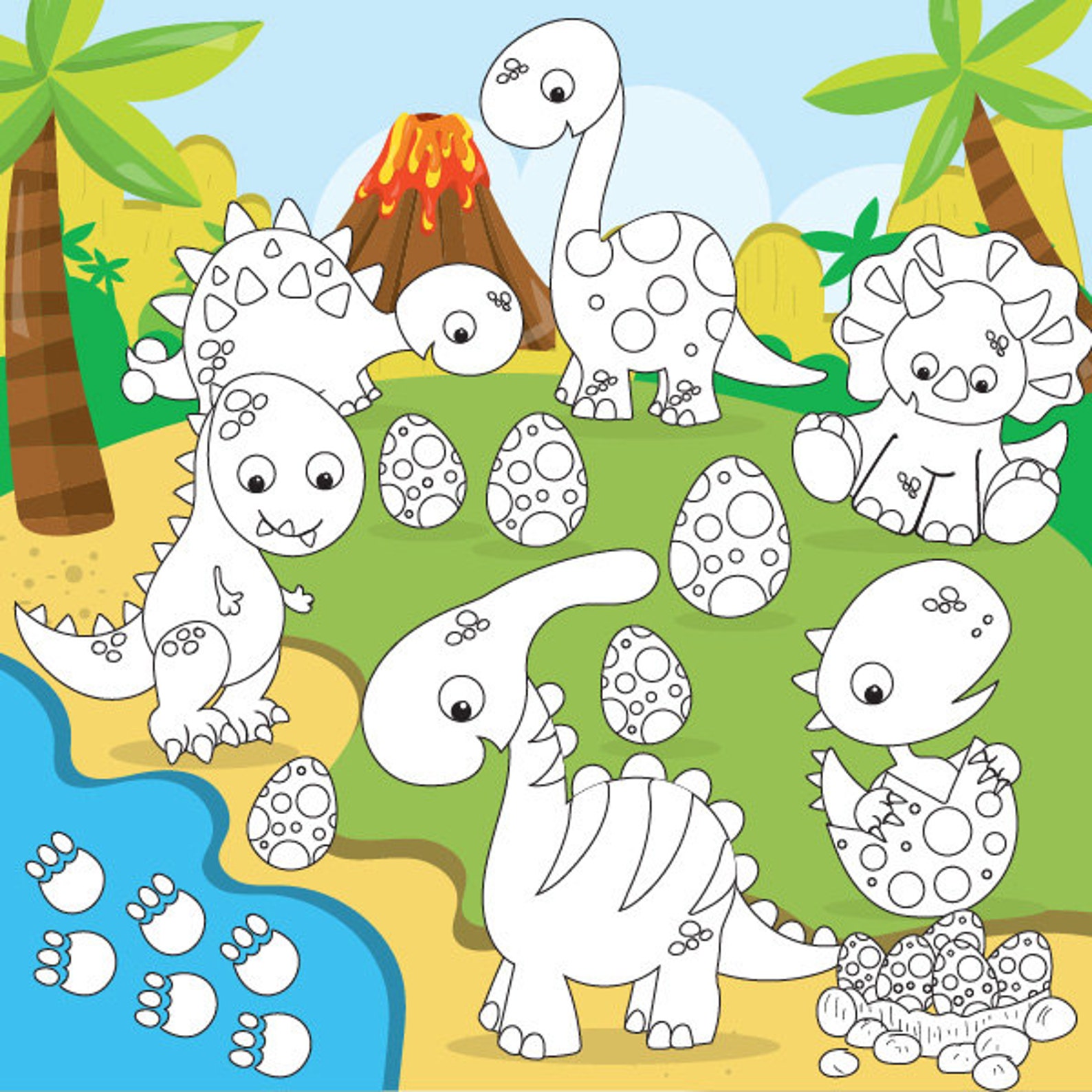 Dinosaur Stamps Digital Stamp Commercial Use Vector Graphics - Etsy