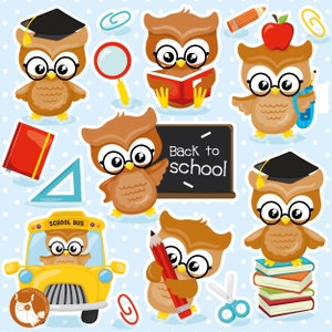 Back to School Owls Clip Art, Vector, Graphics, Digital Clip Art ...