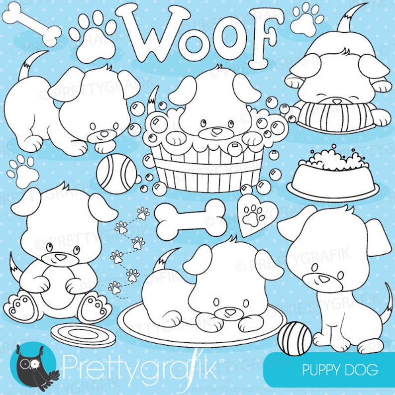 Puppy Dog Digital Stamp Commercial Use Vector Graphics - Etsy