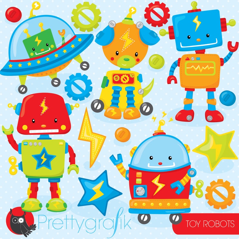 Toy Robot Clipart Commercial Use Vector Graphics Digital - Etsy