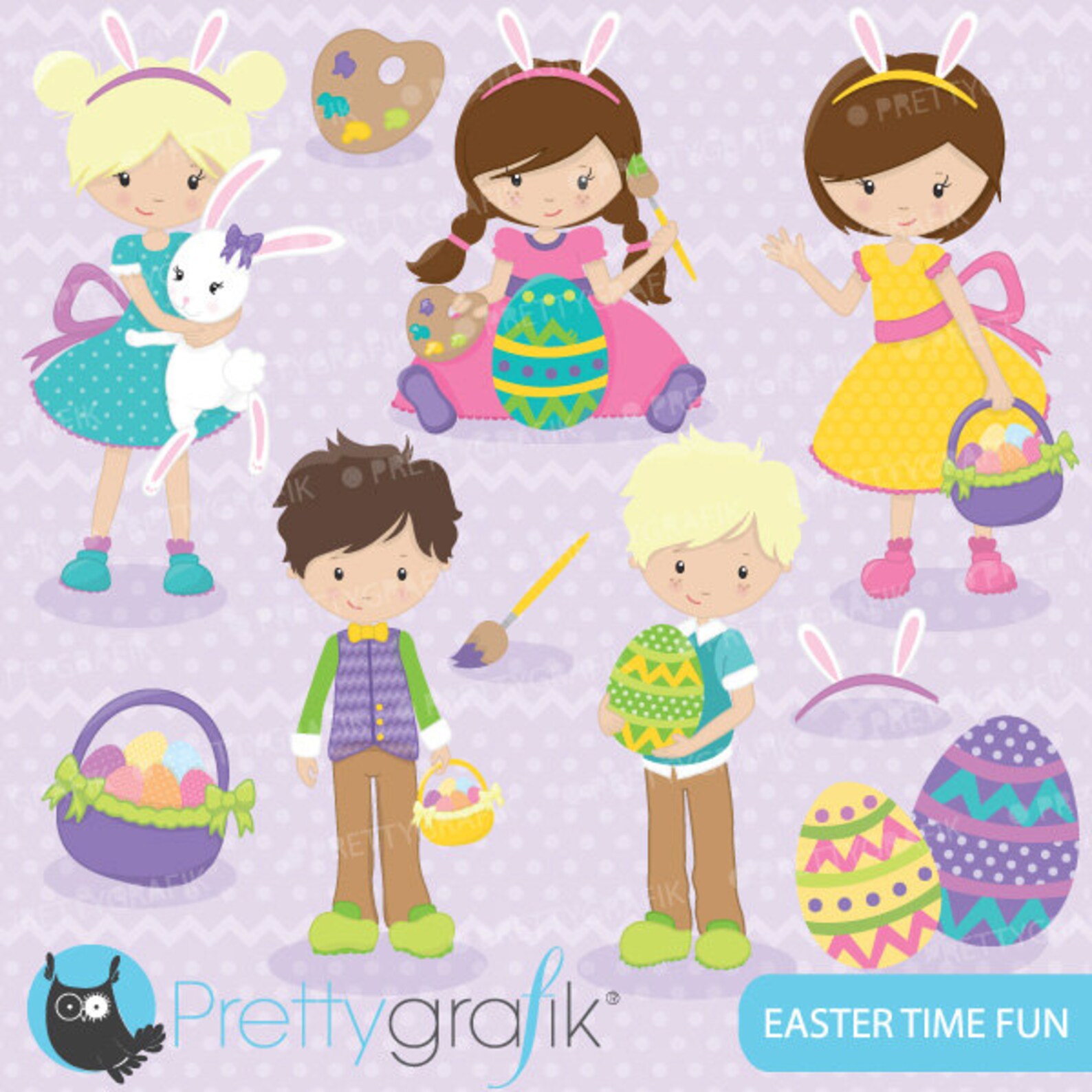 Easter Kids Clipart Commercial Use Vector Graphics Digital - Etsy