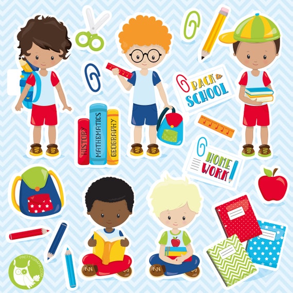 Back to School Boys, clipart, clipart commercial use, vector graphics ...
