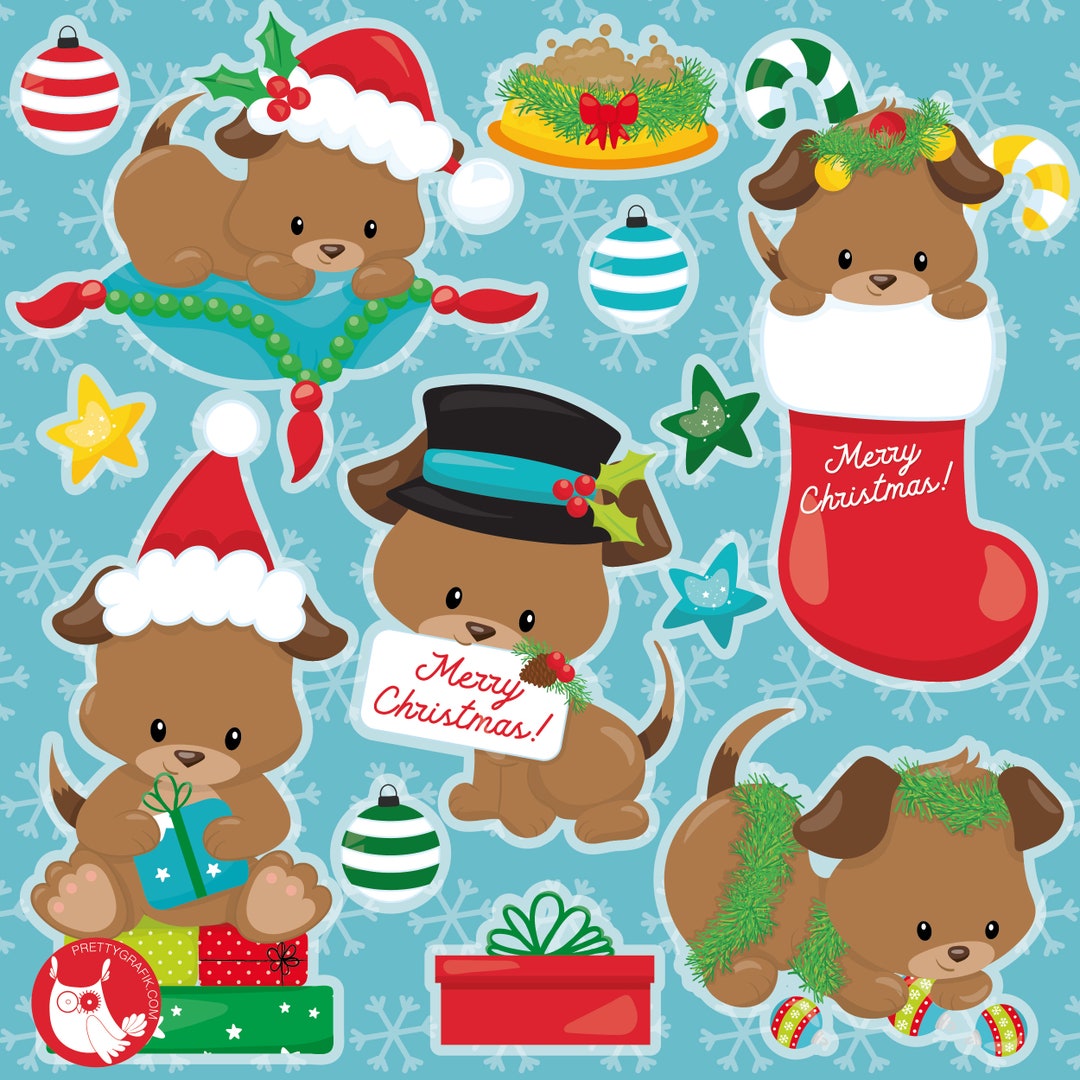 Christmas Dog Clipart Clipart Commercial Use Vector - Etsy