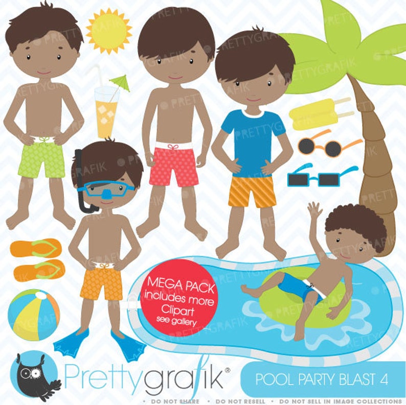 Pool Party Clipart Commercial Use Vector Graphics Digital - Etsy