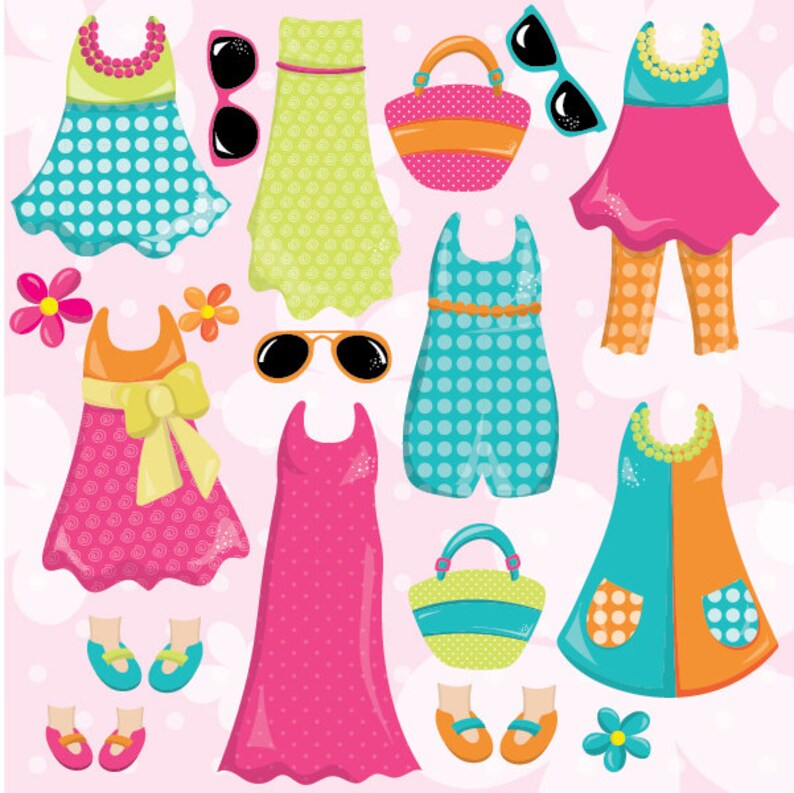 Summer Girls Clipart Commercial Use Paper Doll Vector - Etsy