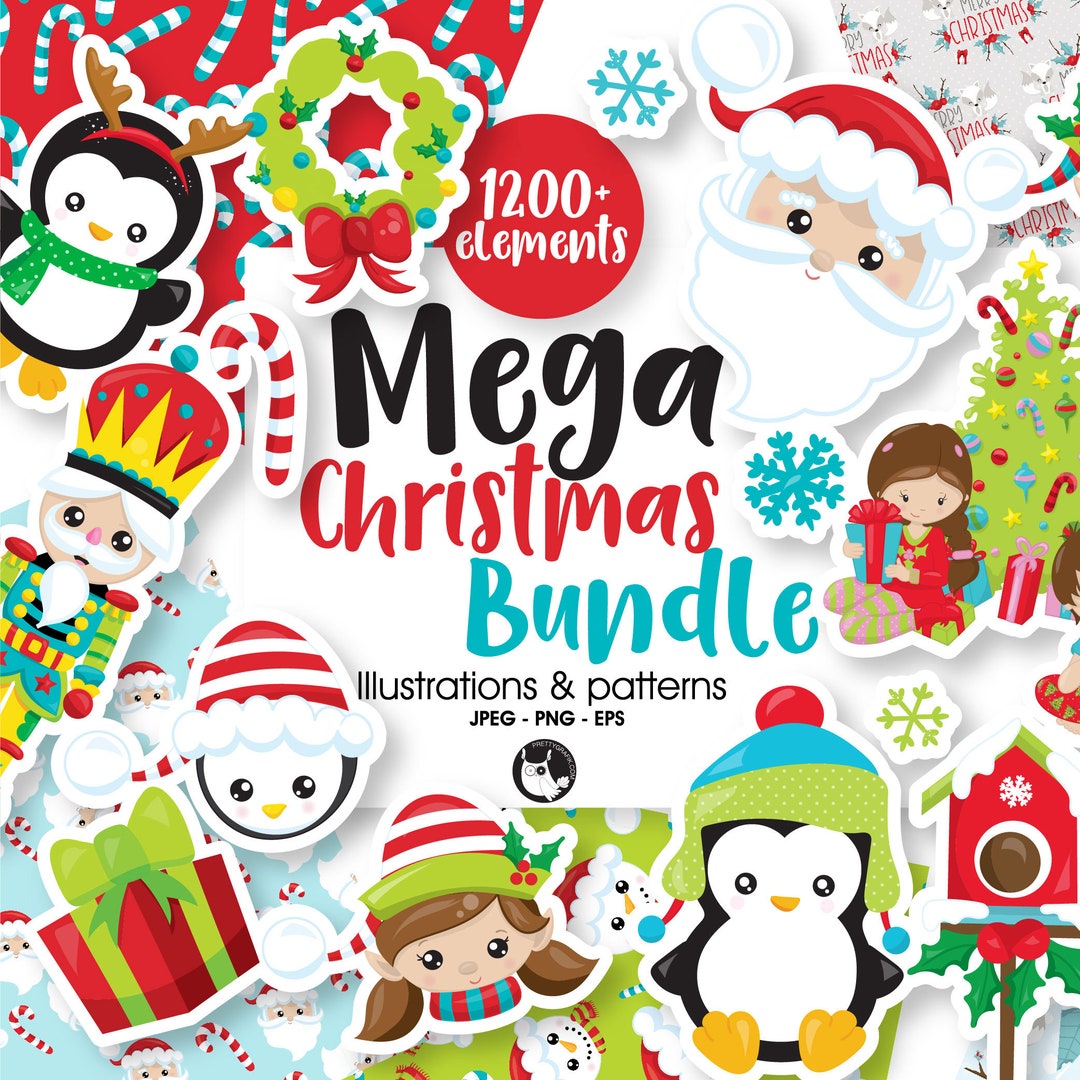 Christmas BUNDLE Graphic Set, Christmas Clipart Commercial Use ...