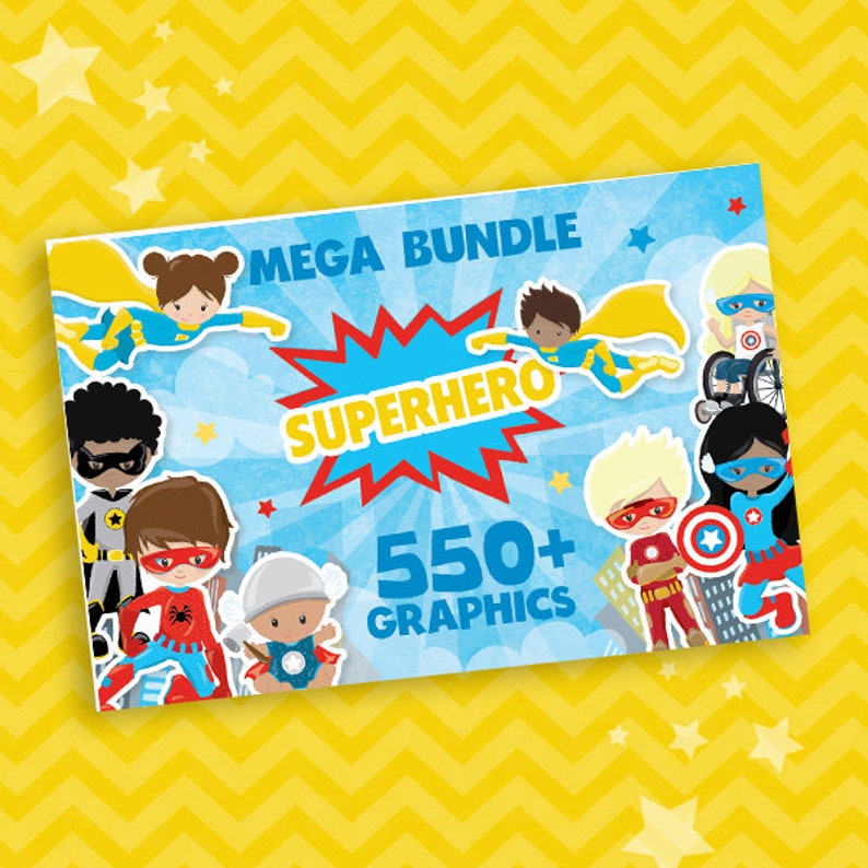 SUPERHERO BUNDLE Graphic Set Clipart Commercial Use Fantasy - Etsy