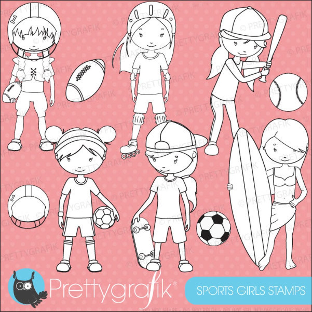 Sports Girls Digital Stamp Commercial Use, Vector Graphics, Digital ...