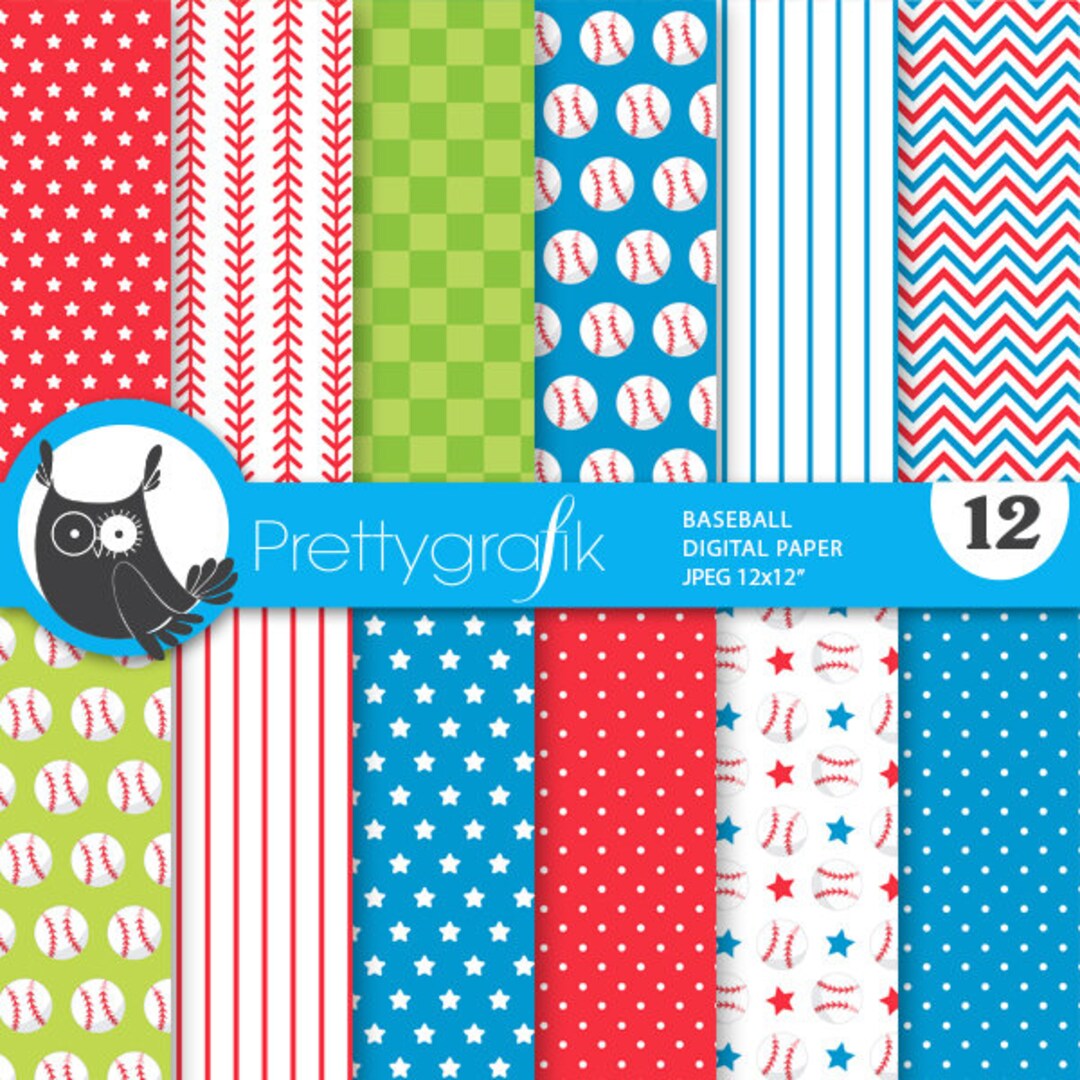 Baseball Digital Paper, Commercial Use, Scrapbook Patterns, Background ...