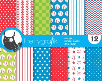 Baseball Digital Paper - Etsy