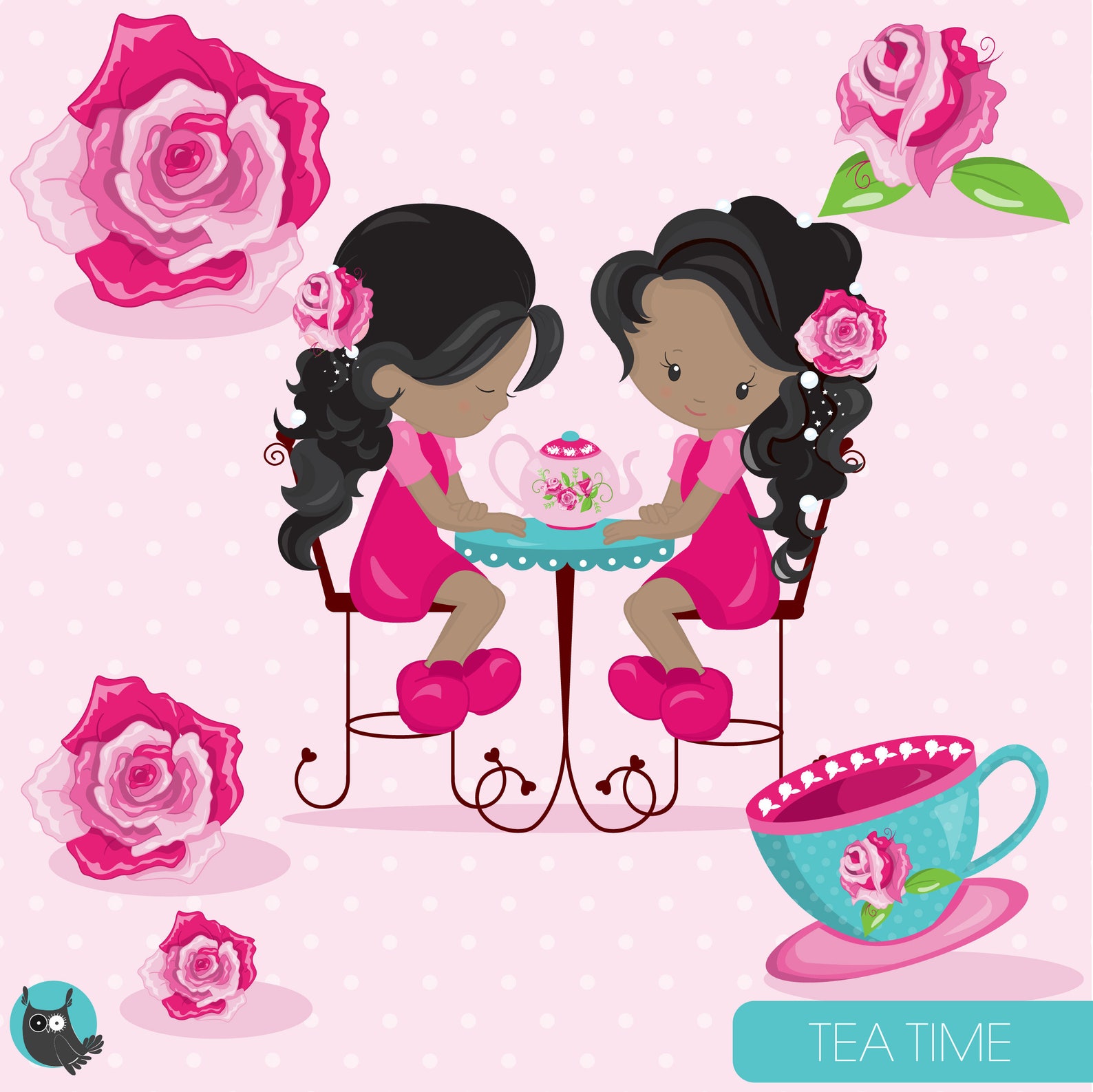 Tea Time Clipart Commercial Use Tea Party Vector Graphics - Etsy