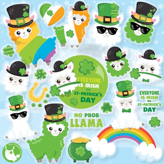 St-Patrick's llamas clipart commercial use, vector graphics, llama ...