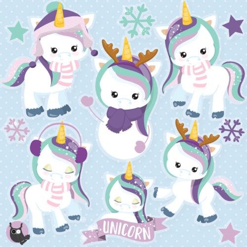 Ice Skating Unicorn Clipart Commercial Use Vector Graphics - Etsy