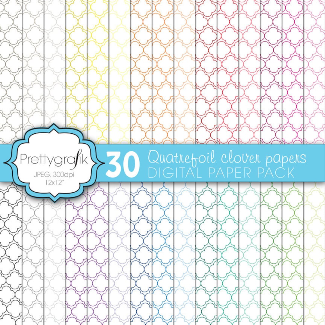 Quatrefoil Clover Digital Paper, Commercial Use, Scrapbook Patterns ...