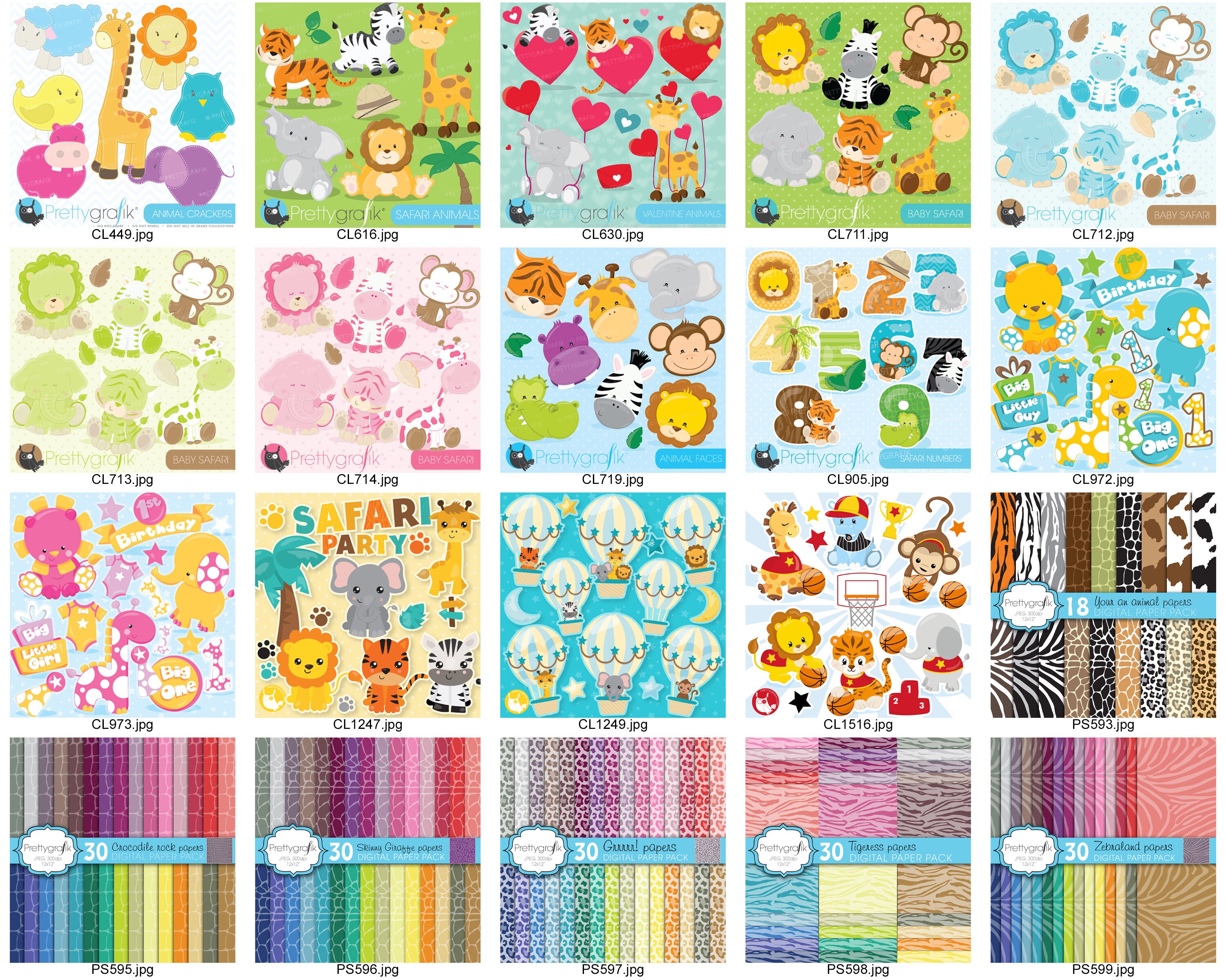 Safari Animals BUNDLE Graphic Set Clipart Commercial Use - Etsy