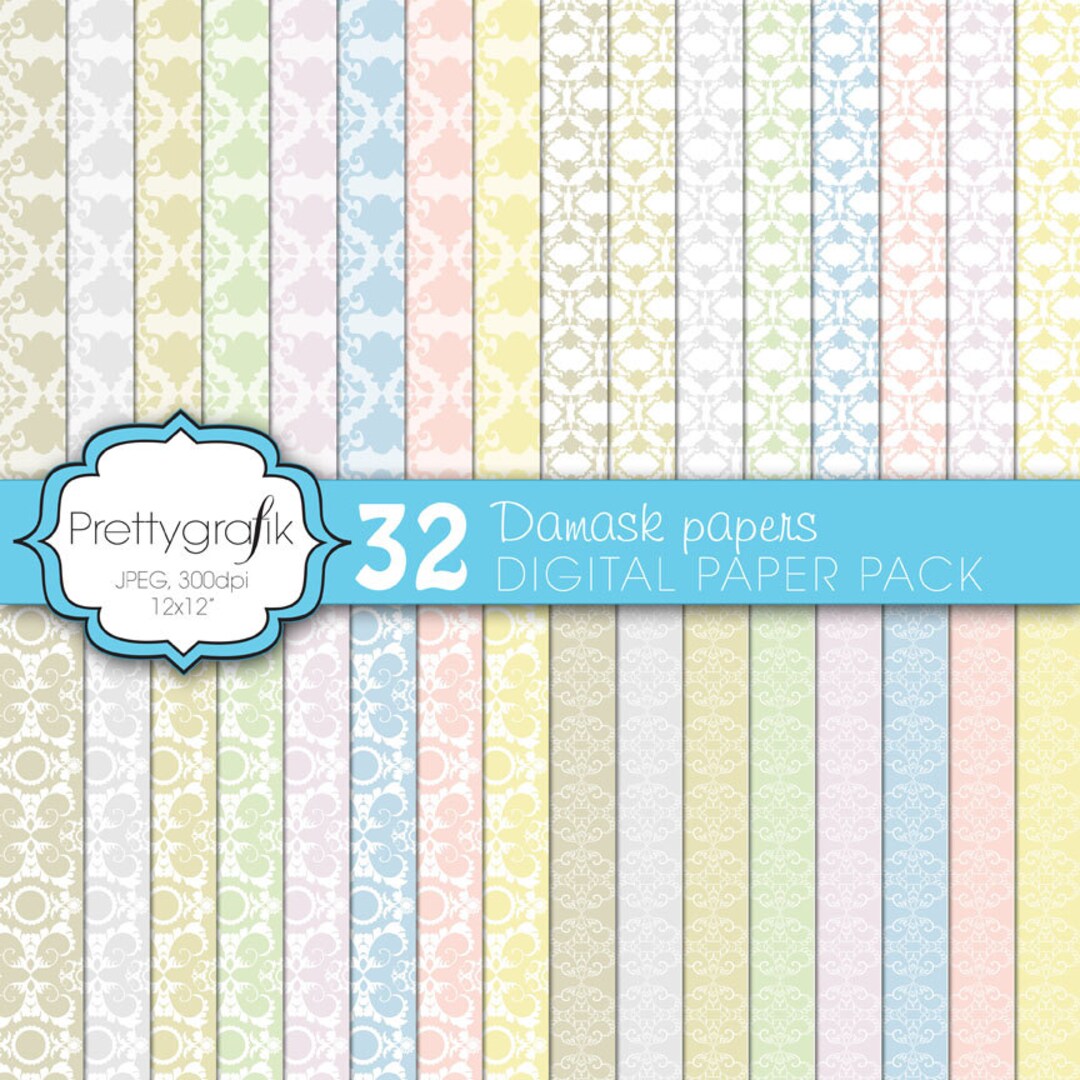 Damask Digital Paper, Commercial Use, Scrapbook Patterns, Background ...