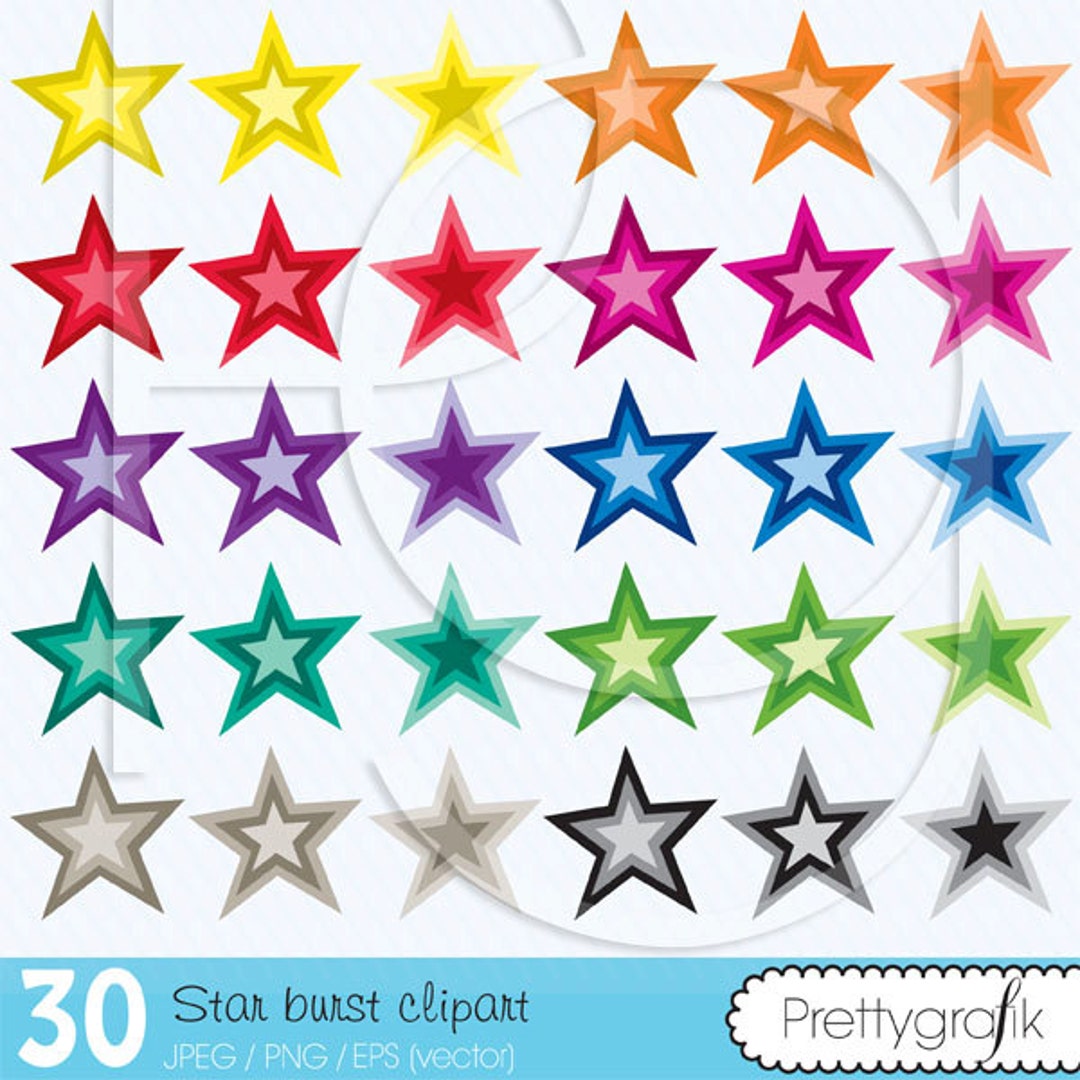 30 Star Burst Clipart Commercial Use, Vector Graphics, Digital Clip Art ...
