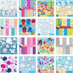 Ocean Fun BUNDLE Graphic Set, Mermaid Clipart Commercial Use, Summer ...