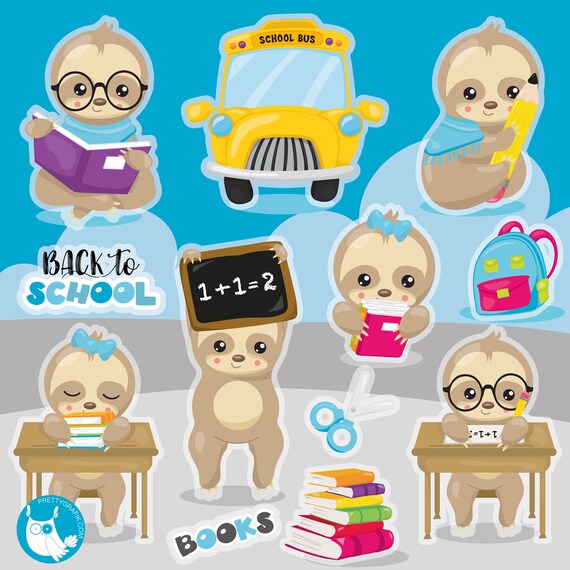 School Sloths, clipart, clipart commercial use, vector graphics, clip ...