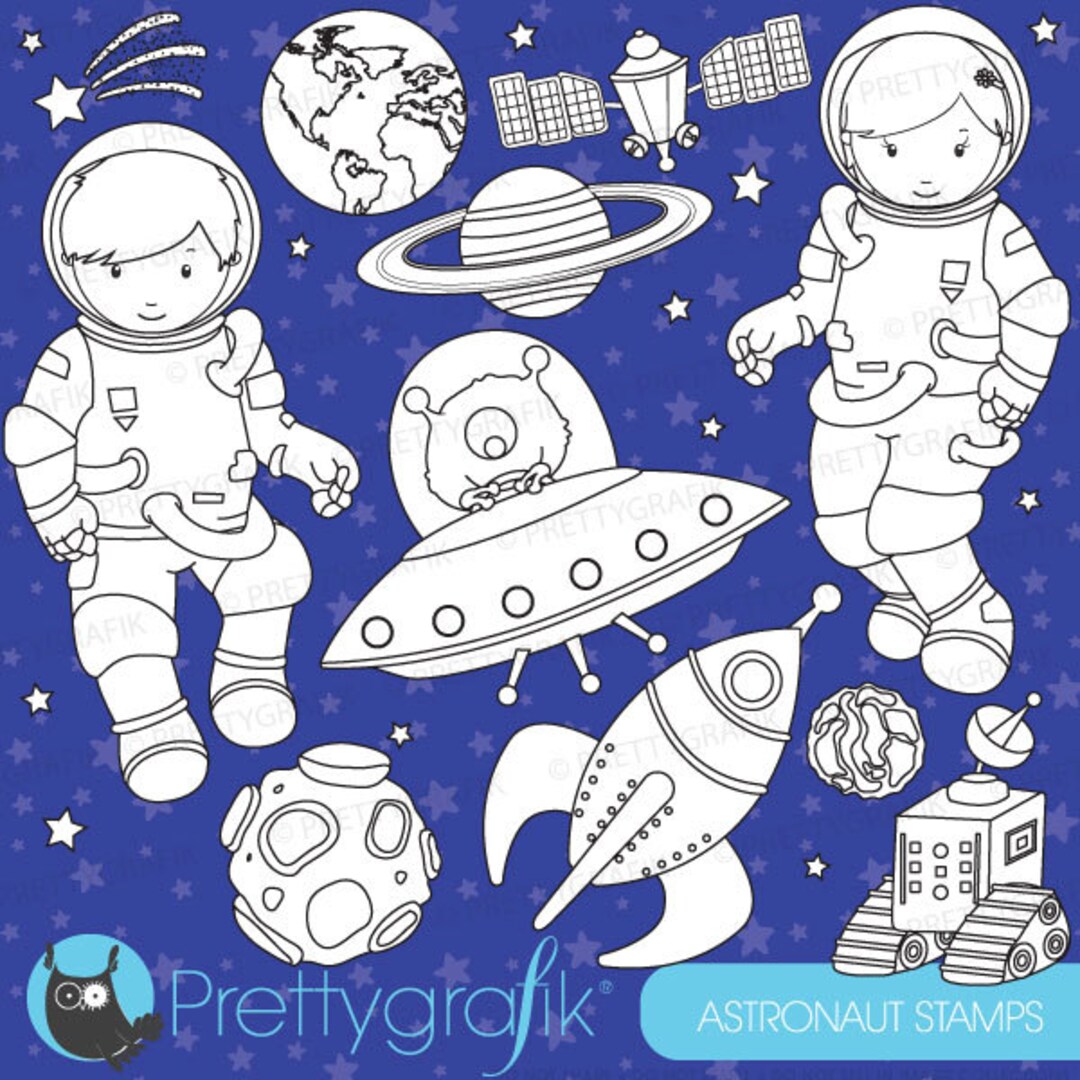 Space Astronaut Digital Stamp Commercial Use, Vector Graphics, Digital ...