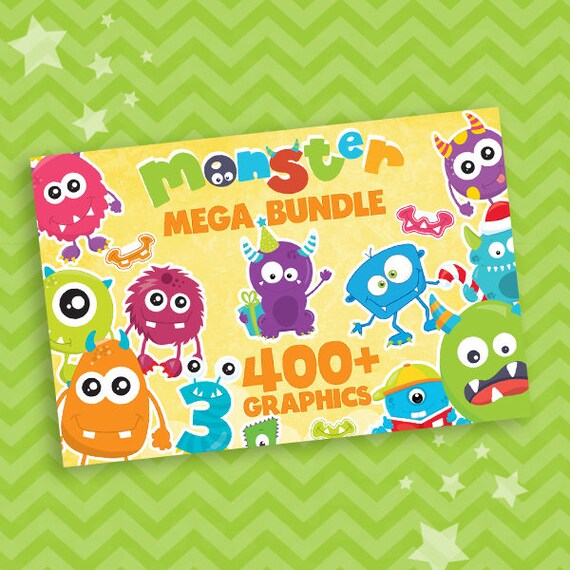 Monster BUNDLE graphic set, clipart commercial use, fantasy clipart ...