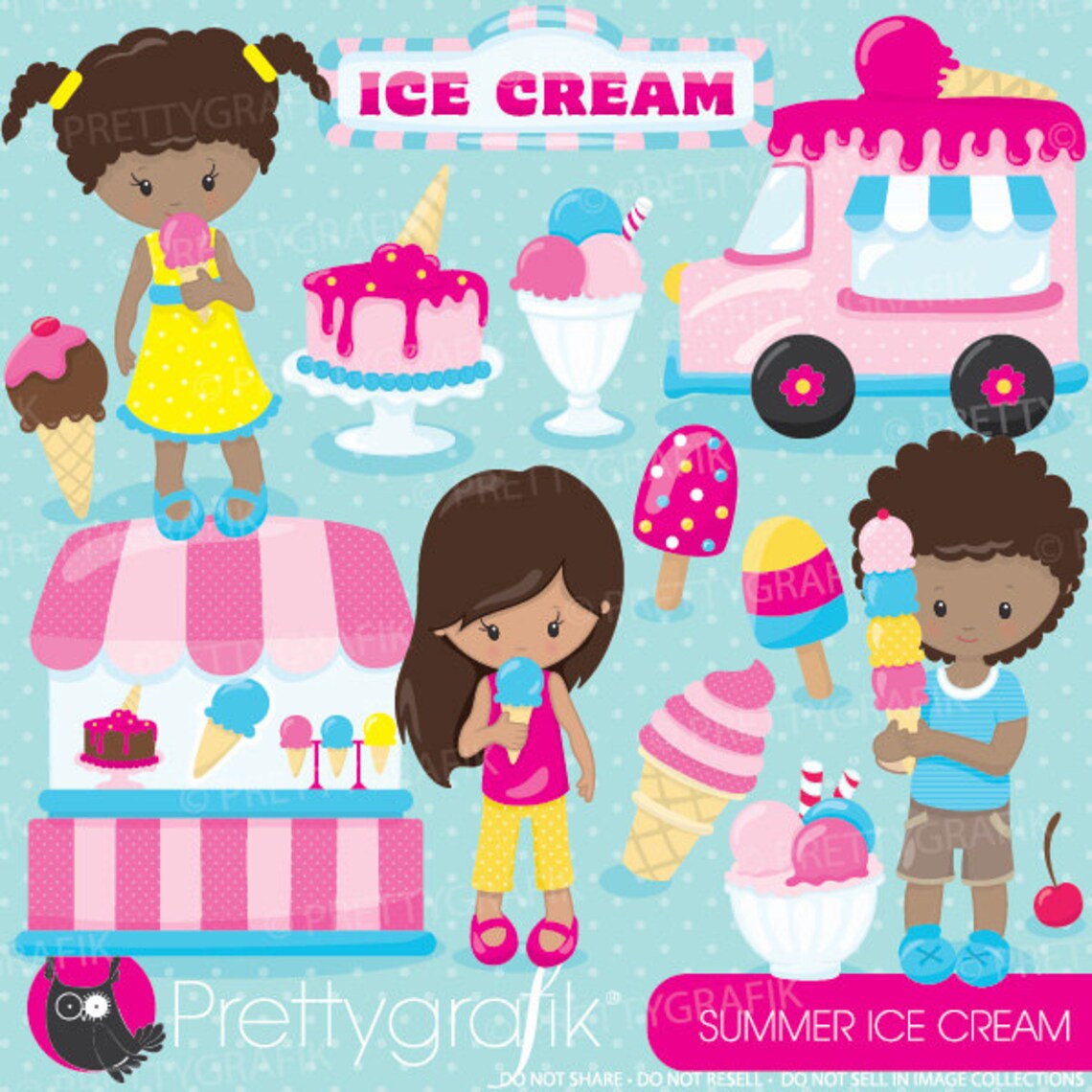 Summer Ice Cream Clipart Commercial Use Baby Hero Vector - Etsy