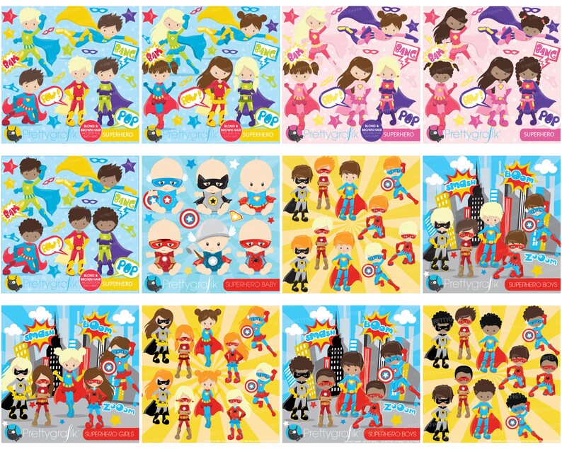 SUPERHERO BUNDLE Graphic Set Clipart Commercial Use Fantasy - Etsy