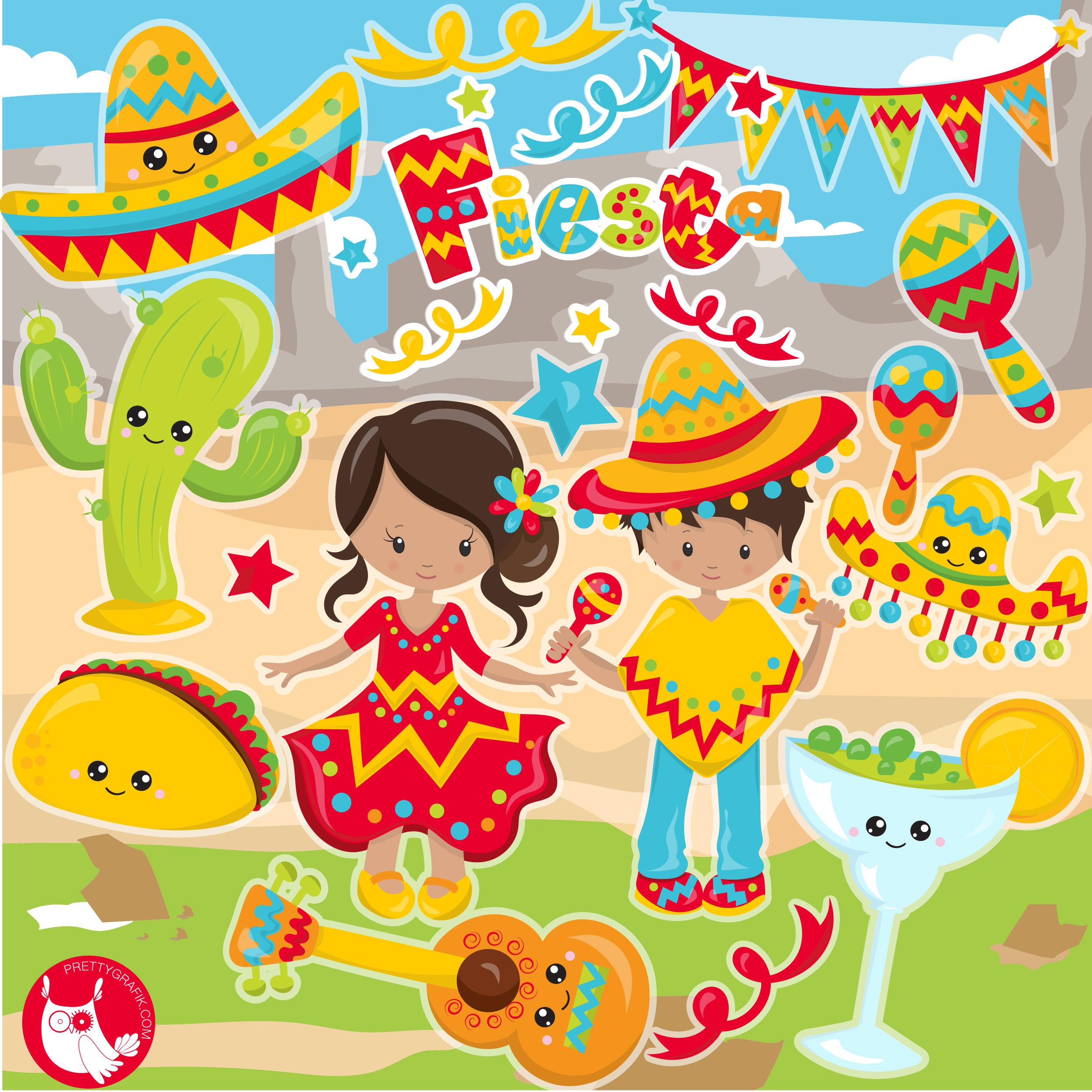 Cinco De Mayo Clipart Merxican Fiesta Commercial Use Vector - Etsy