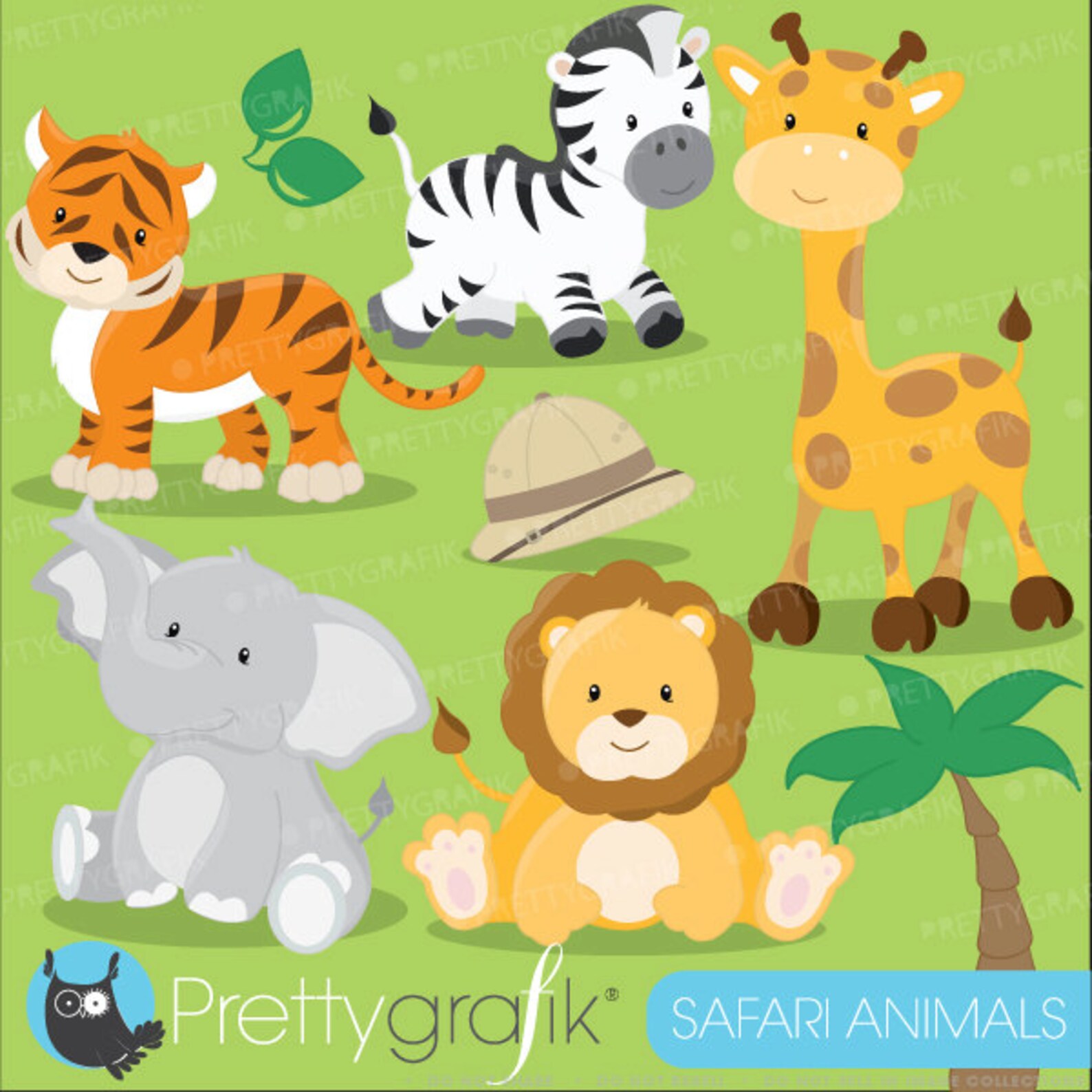 Safari Animals Clipart Commercial Use Jungle Animals Vector - Etsy