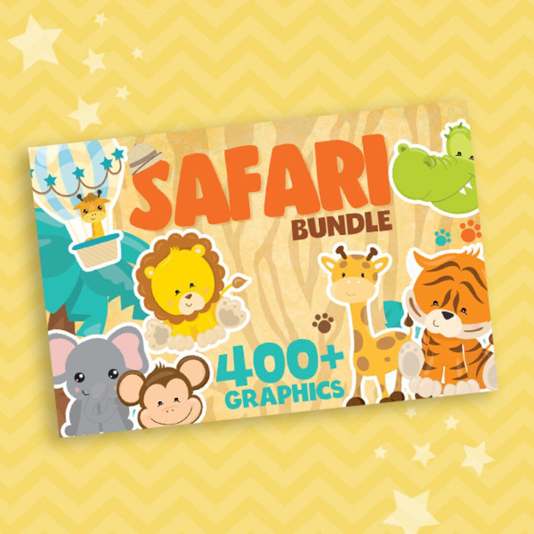 Safari Animals BUNDLE Graphic Set, Clipart Commercial Use, Fantasy ...