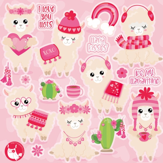Valentine Llama, clipart, clipart commercial use, vector graphics, clip ...