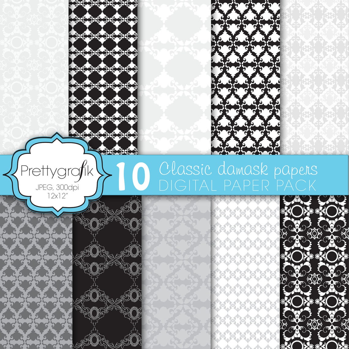 Classic Damask Digital Paper Commercial Use Scrapbook - Etsy