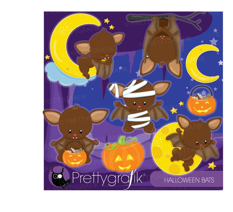 Halloween Bats Clipart Clipart Commercial Use Vector - Etsy