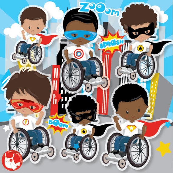 Superhero Boys on Wheelchair Clipart Commercial Use Vector - Etsy