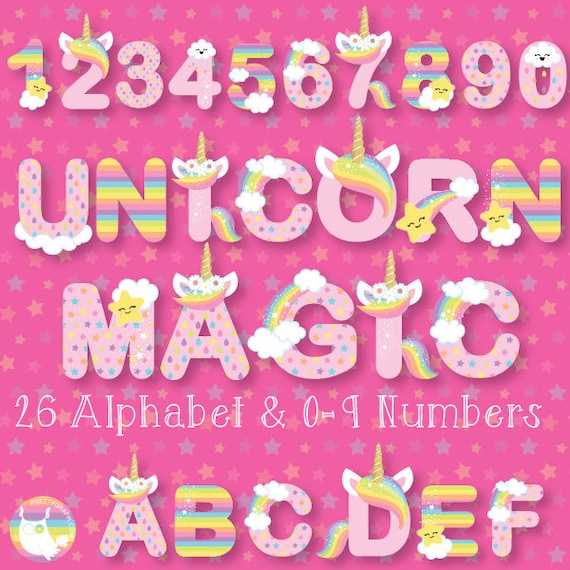 Unicorn alphabet, clipart, clipart commercial use, vector graphics ...