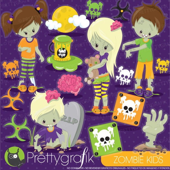 Halloween zombie kids clipart commercial use, vector graphics, zombie ...