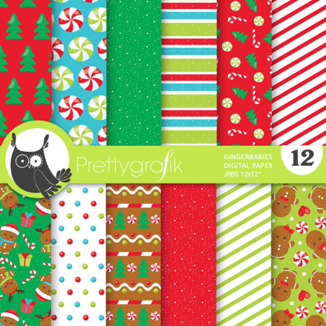 Gingerbread Christmas Digital Paper, Commercial Use, Scrapbook Papers ...