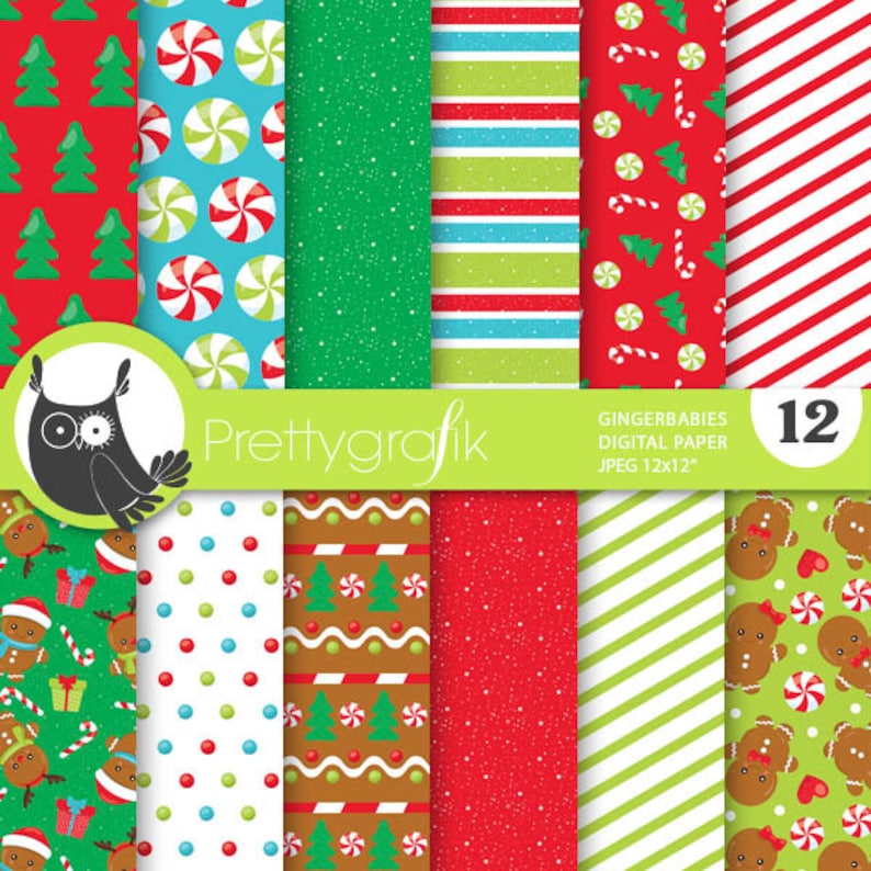 Gingerbread Christmas Digital Paper Commercial Use Scrapbook - Etsy