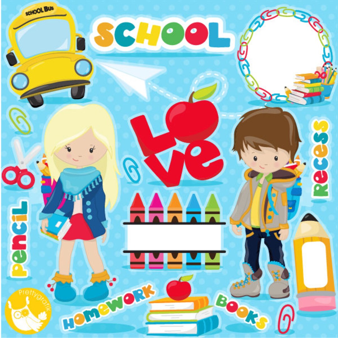 Back to School Clipart, School Clipart Commercial Use, Kids Back to ...
