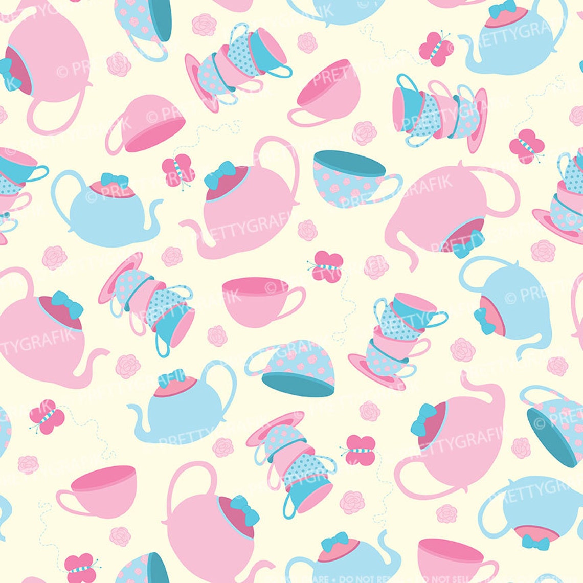 Tea Party Digital Paper Commercial Use Scrapbook Patterns - Etsy