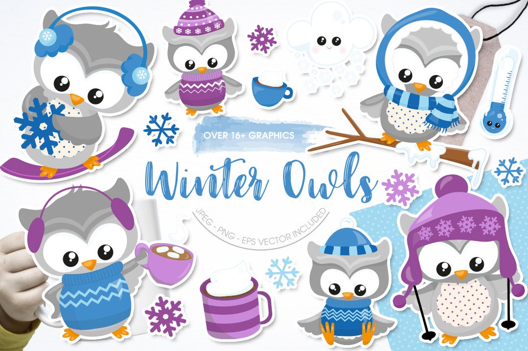 Winter Owl, Clipart, Clipart Commercial Use, Vector Graphics, Clip Art ...