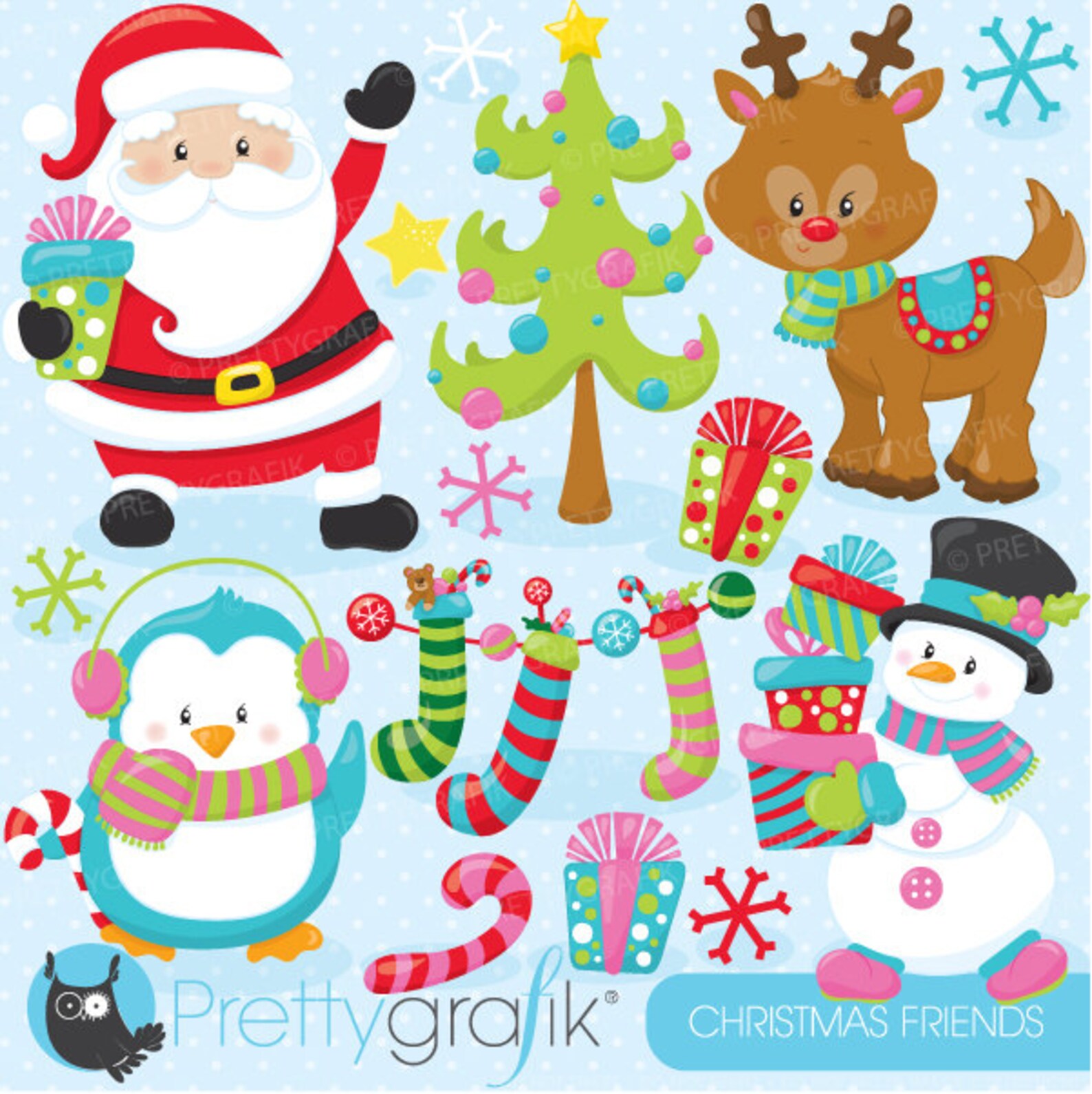 Christmas Friends Clipart Commercial Use Christmas Girls - Etsy