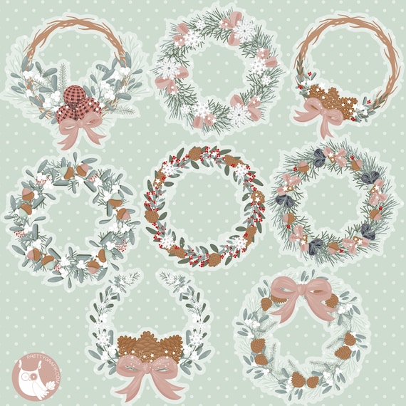 Christmas Wreaths, clipart, clipart commercial use, vector graphics ...