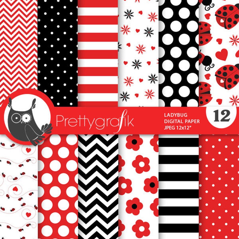 Ladybug Digital Patterns Commercial Use Scrapbook Papers - Etsy