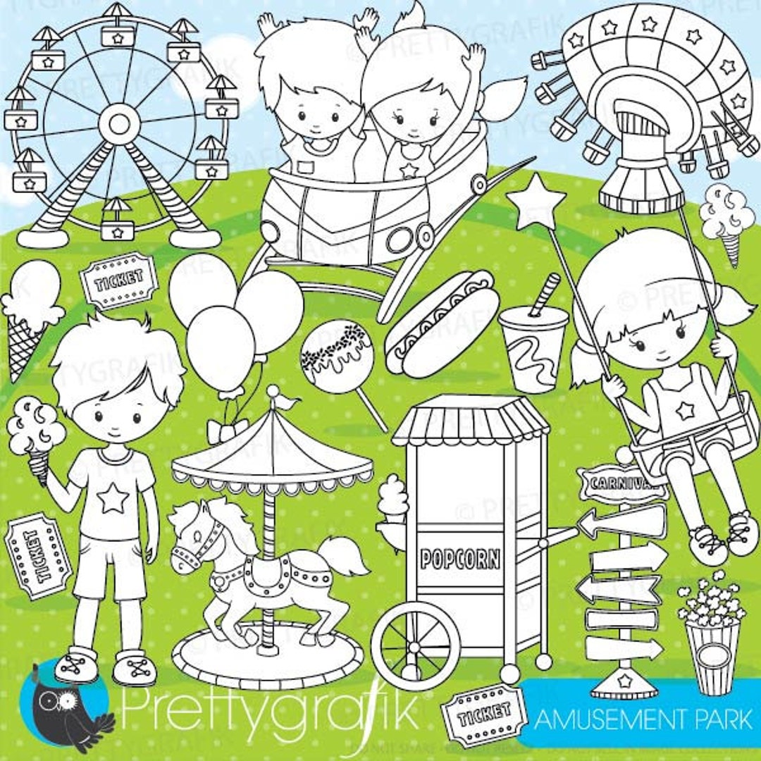 Amusement Park Digital Stamp Commercial Use, Vector Graphics, Digital ...