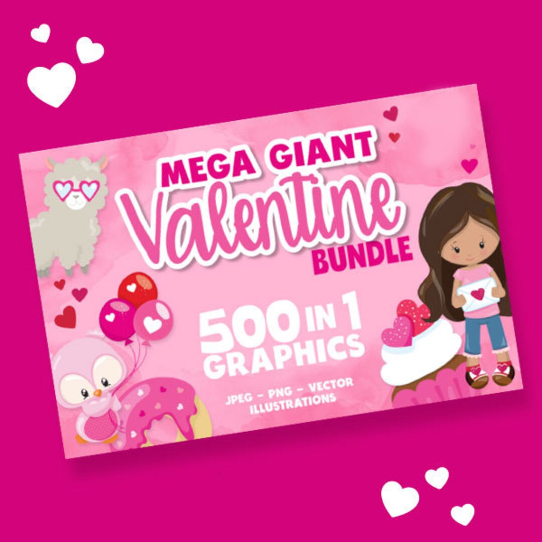 Valentine Mega BUNDLE Graphic Set, Commercial Use, Valentine Clipart ...