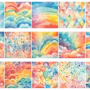 72 Rainbow Background Papers Bundle, Graphics, Printable, Commercial ...