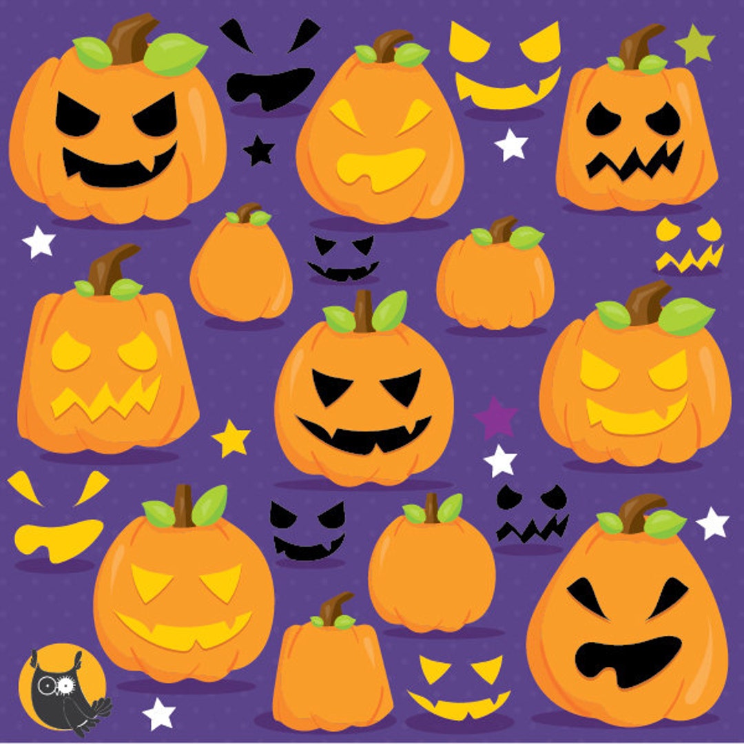 Pumpkin Clipart, Jack O Lantern Clipart, Mix and Match Pumpkin ...